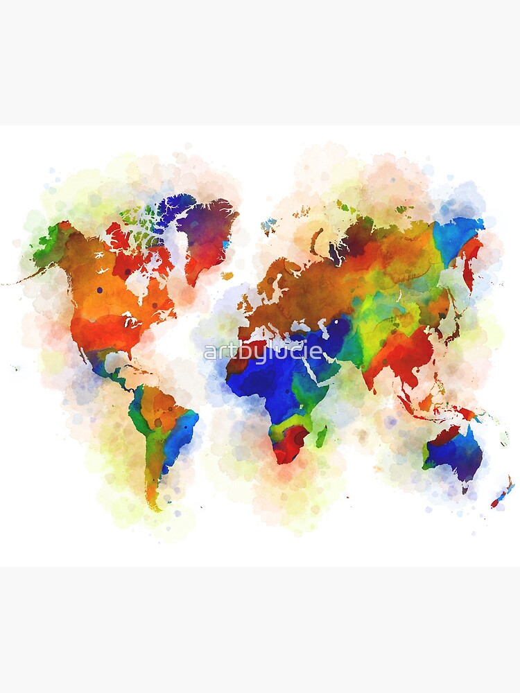 "Design 77 Colorful World Map" Art Print by artbylucie | Redbubble