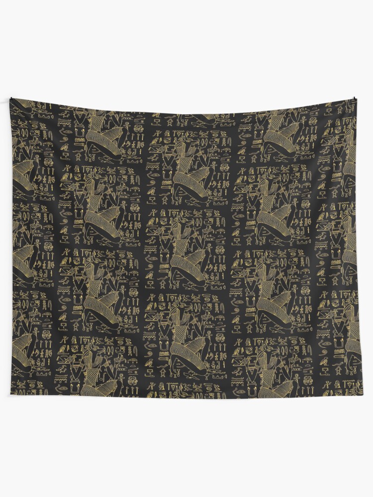 "Egyptian Anubis & Hieroglyphics" Tapestry for Sale by BizzyBzzz ...