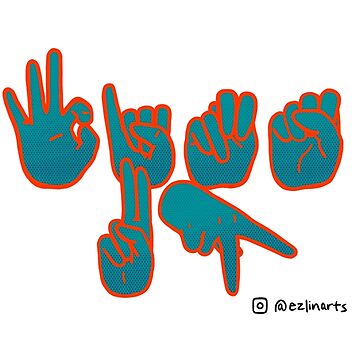 "Miami Dolphins Fins Up in ASL" Sticker for Sale by Ezlinarts | Redbubble