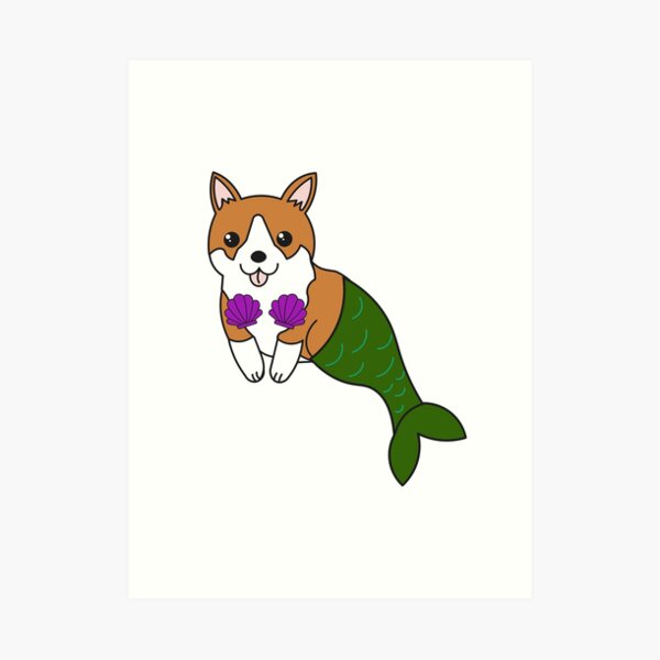 "Corgi Dog Mermaid Merdog" Art Print by ccheshiredesign | Redbubble