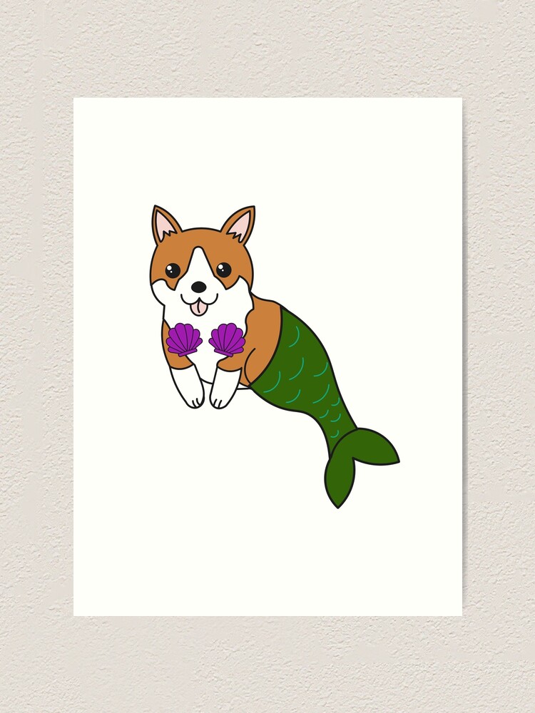 "Corgi Dog Mermaid Merdog" Art Print by ccheshiredesign | Redbubble