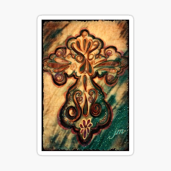 "Ornate antique cross" Sticker for Sale by JewellM | Redbubble