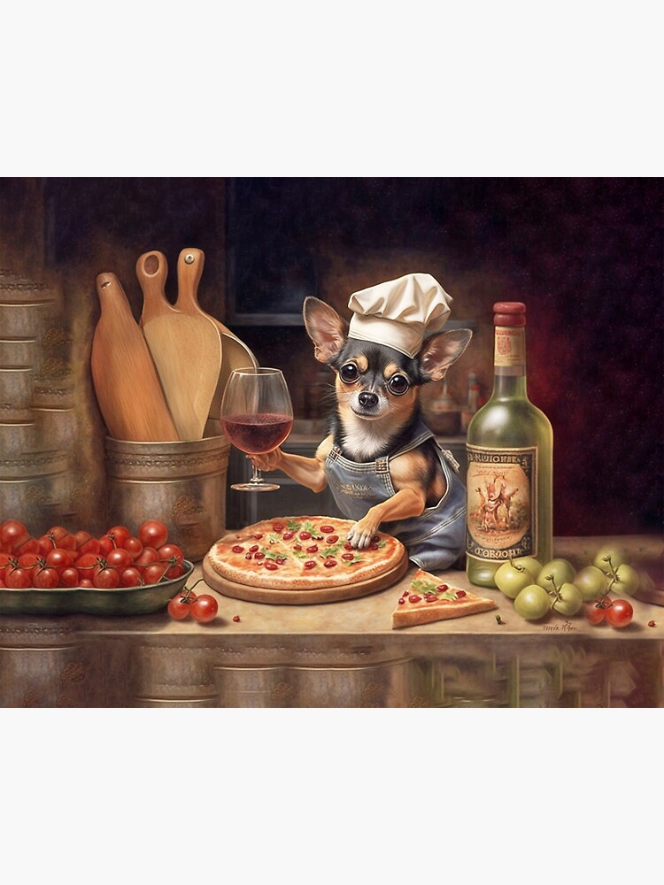 "Chihuahua Dog Pizza Chef" Poster for Sale by candiscamera | Redbubble