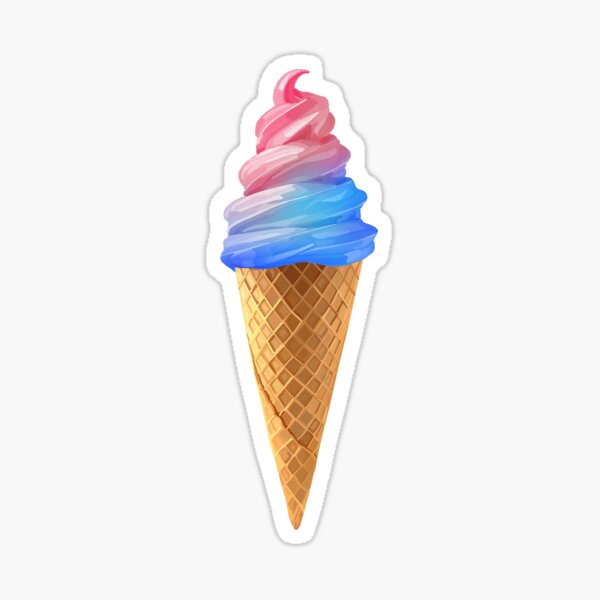 "Pink Blue Cotton Candy Ice Cream Cone" Sticker for Sale by DeborahCamp ...