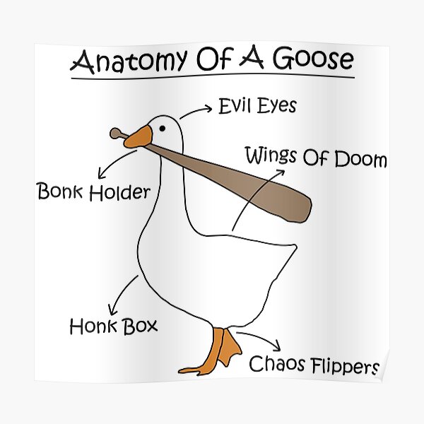 "Anatomy Of A Goose Meme - funny goose with bonk meme" Poster for Sale ...