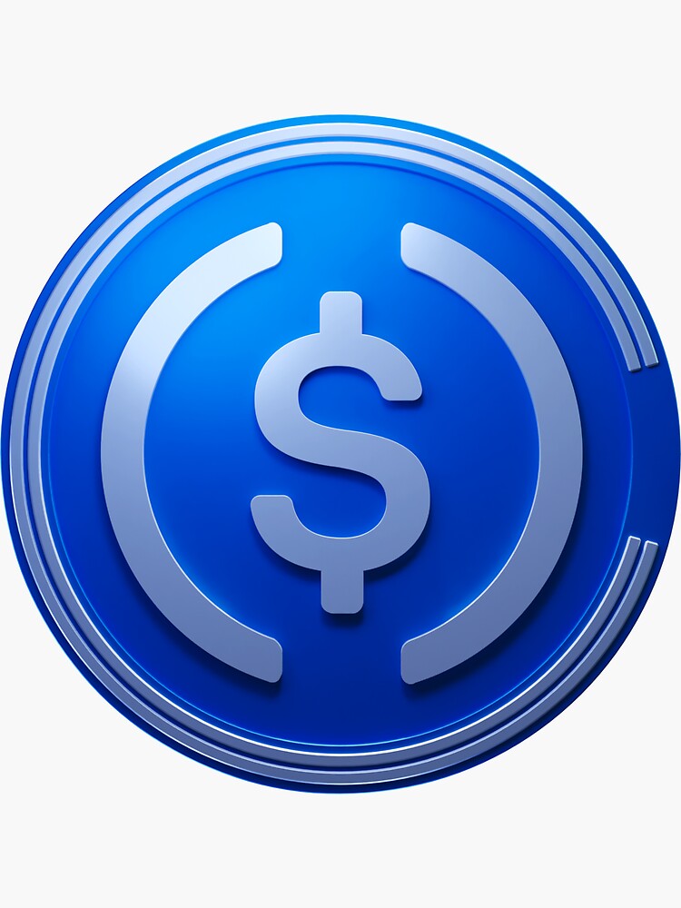 "USDC logo and coin with shiny details" Sticker for Sale by ColorCube1 ...