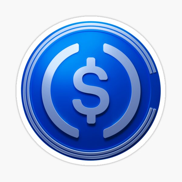"USDC logo and coin with shiny details" Sticker for Sale by ColorCube1 ...