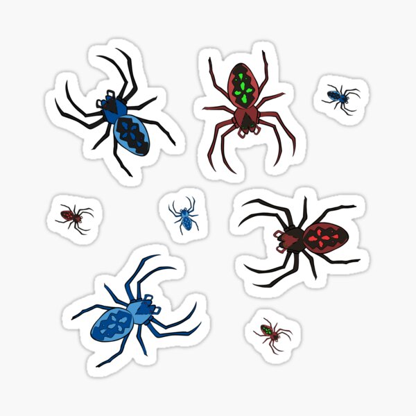 "Creepy Red and Blue Spiders" Sticker for Sale by CreativeDraws42 ...