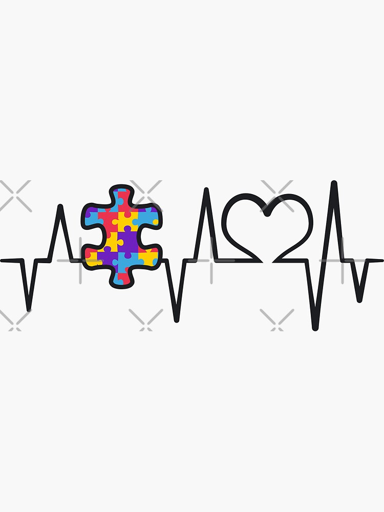 "Autism Awareness Heart Beat Love" Sticker for Sale by Wishinglob ...