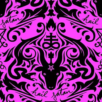 "Damask - Hail Satan (Black & Pink default)" Sticker for Sale by ...
