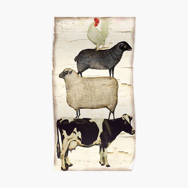 "Farm Animal Tree" Poster by mindydidit | Redbubble