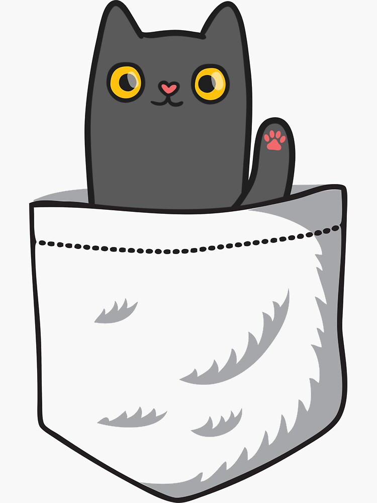 "Cat Pocket" Sticker for Sale by LemonRindDesign | Redbubble