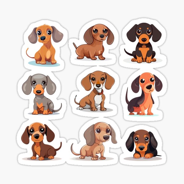 "Cute Dachshund Sticker Pack, Wiener Dog Stickers" Sticker for Sale by ...