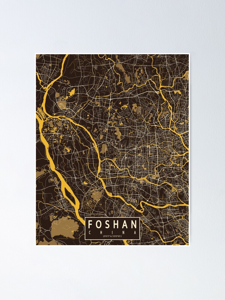 "Foshan City Map of Guangdong, China - Pastel" Poster for Sale by deMAP ...