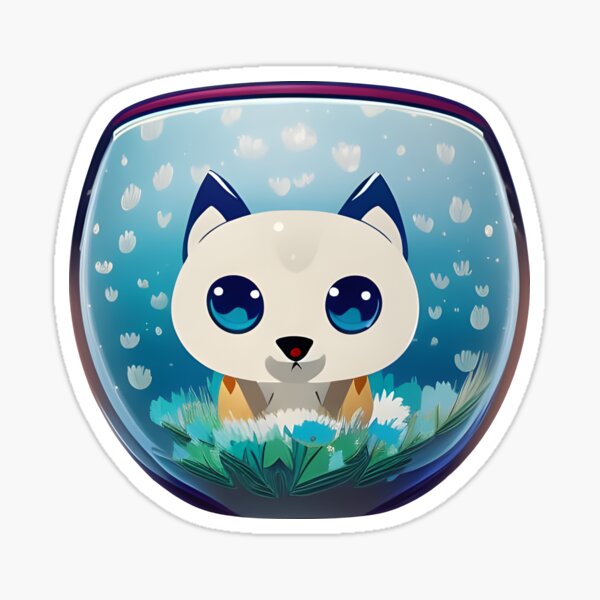 "Wolf pup in a teacup, cartoon drawing, Ai Generated Art " Sticker for ...