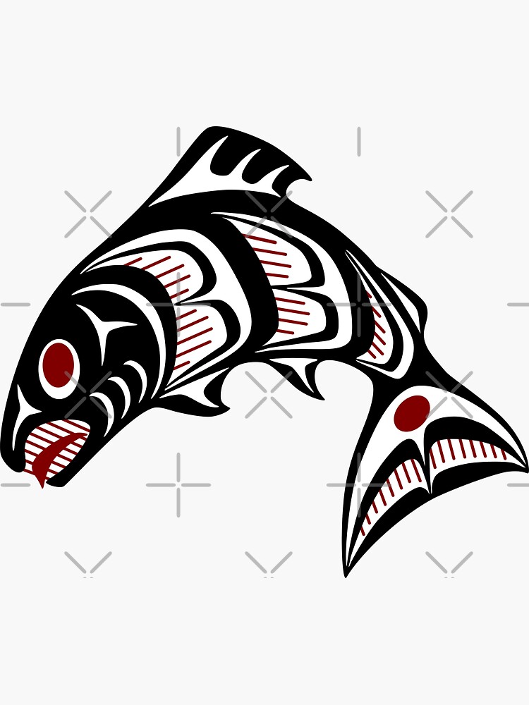 "Northwest Pacific coast Haida art Salmon" Sticker for Sale by ...