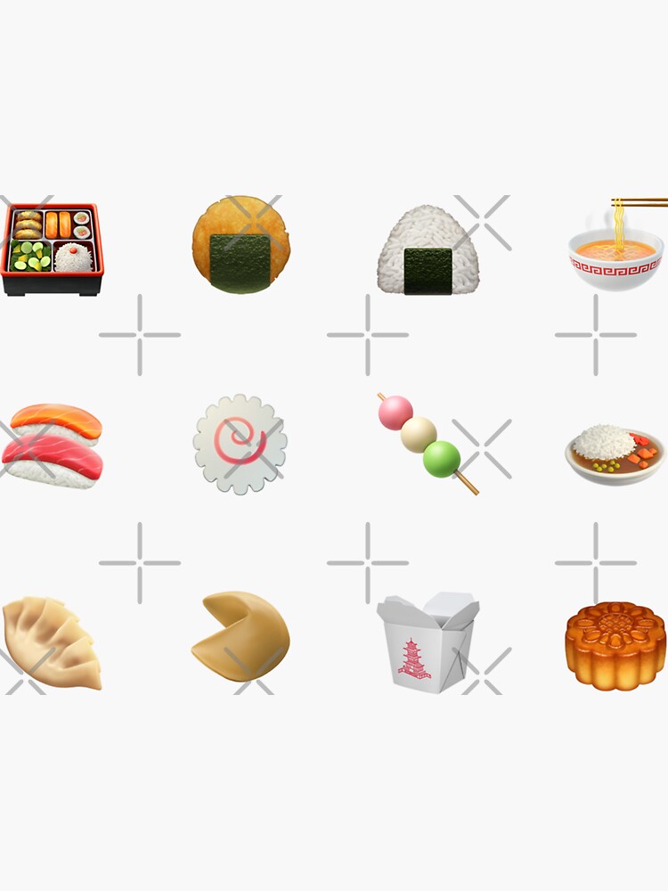 "asian food emoji pack " Sticker for Sale by catdiasart | Redbubble