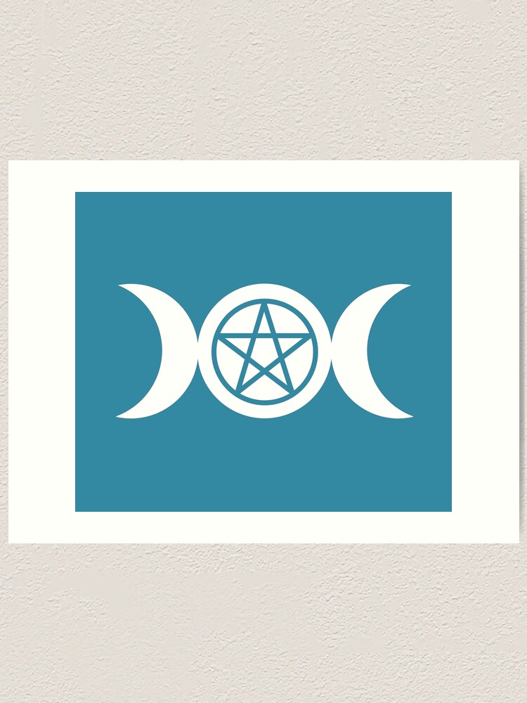 "Goddess and Pentacle Symbols - White on Blue Moon" Art Print for Sale ...