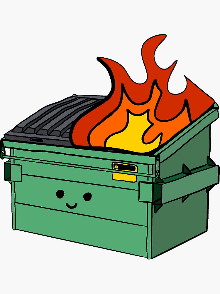 "Smiley Cute Dumpster Trash Fire" Sticker for Sale by Hannah Anderle ...