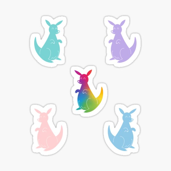 "Colorful Kangaroo Pack" Sticker for Sale by 37jlee | Redbubble