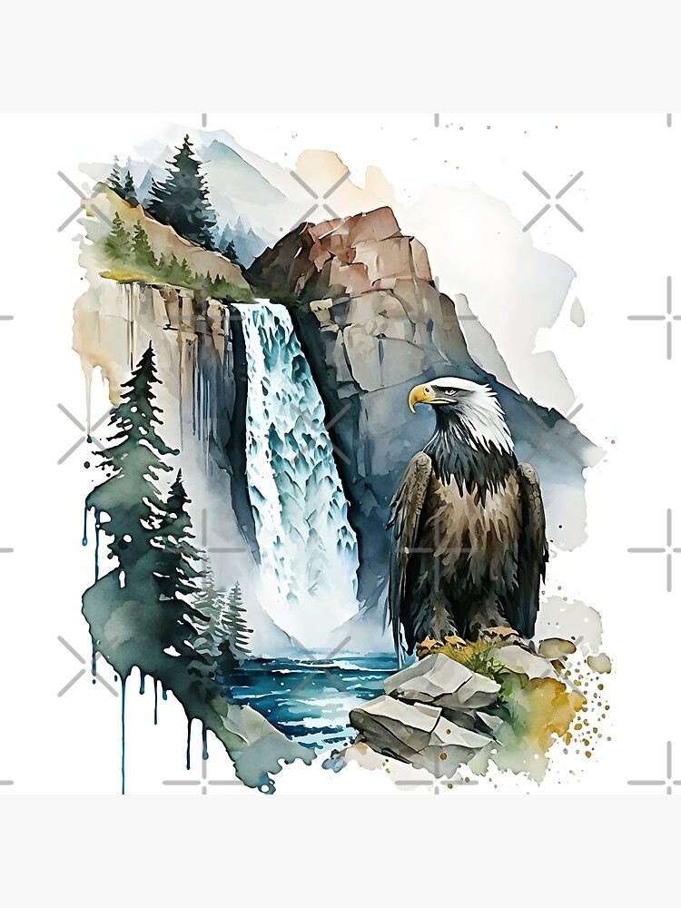 "American bald eagle and waterfall mountain nature scenery, perfect for ...