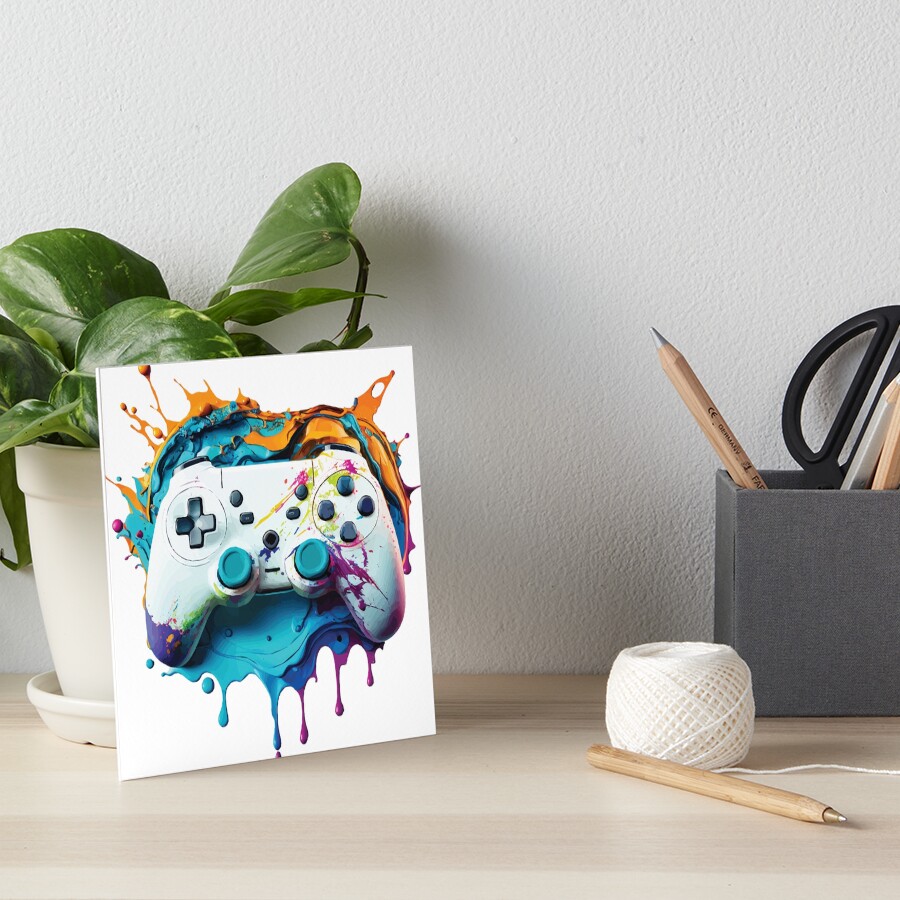 "A Game Controller with Paint Splash - Vibrant Gamer" Art Board Print ...