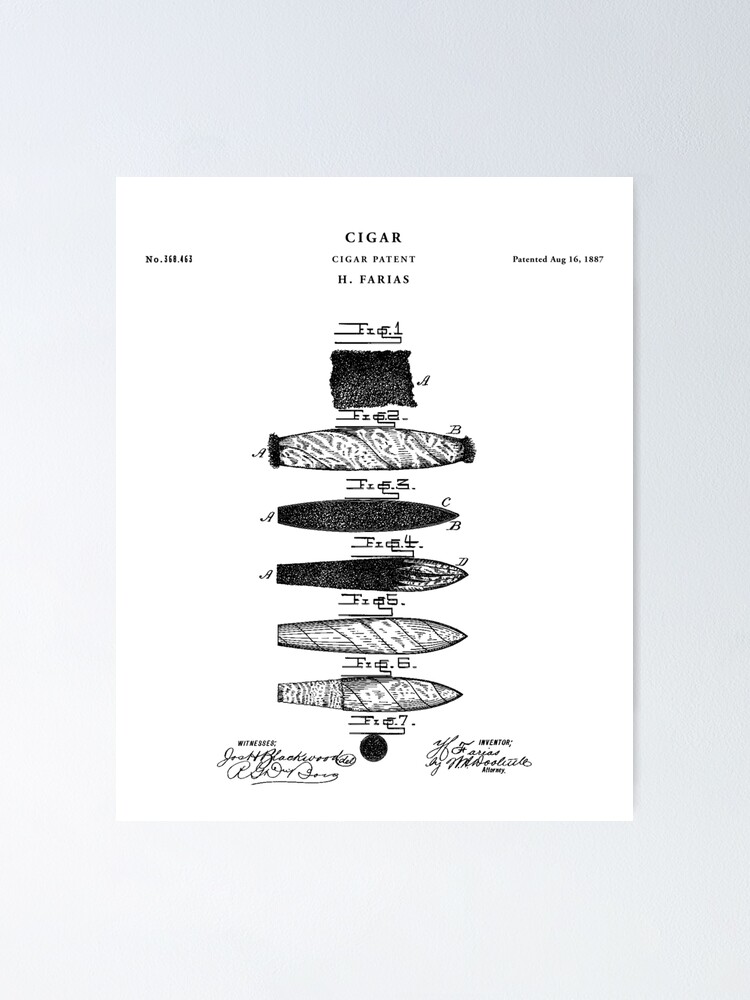 "Cigar Patent Drawing Blueprint" Poster by Vintago | Redbubble