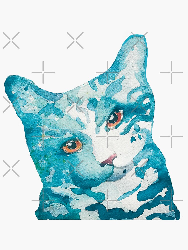 "Little Blue Cat sticker" Sticker for Sale by Janpaints22 | Redbubble