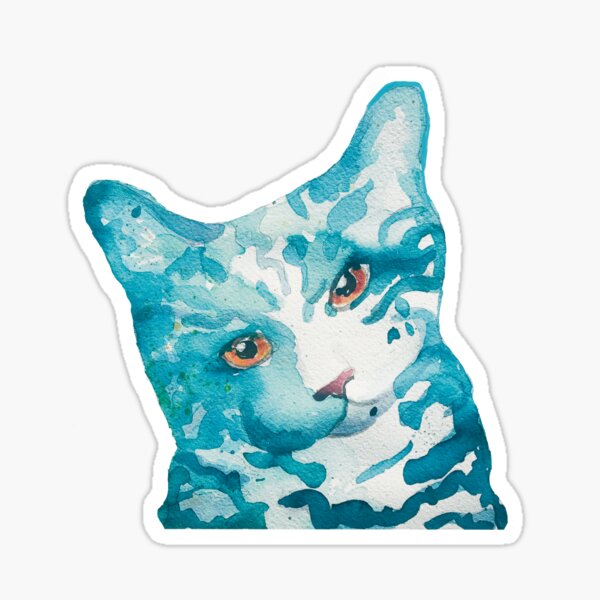 "Little Blue Cat sticker" Sticker for Sale by Janpaints22 | Redbubble