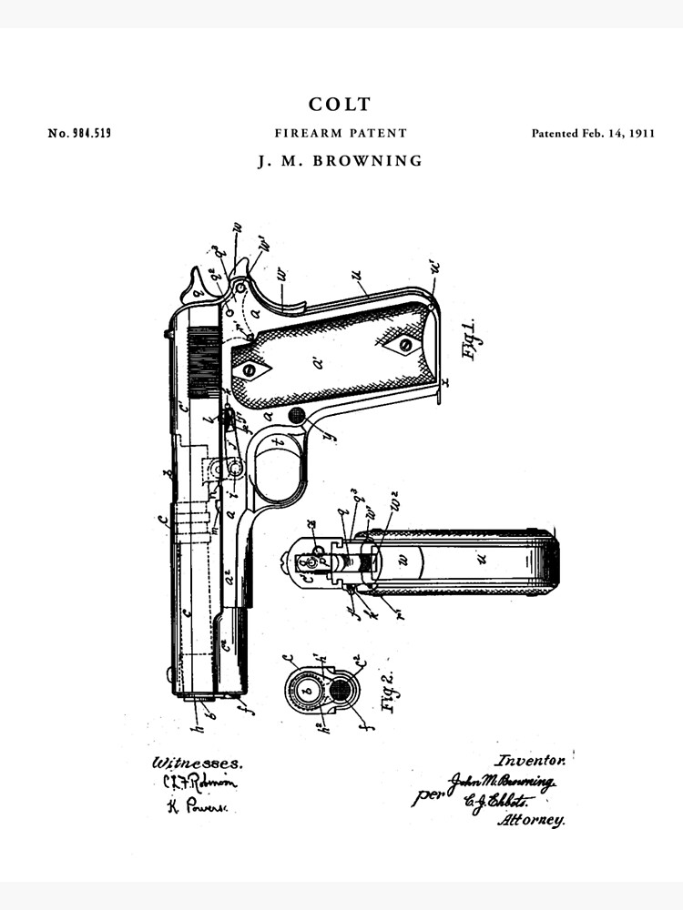 "Colt Patent Print Blueprint Gun" Art Print for Sale by Vintago | Redbubble