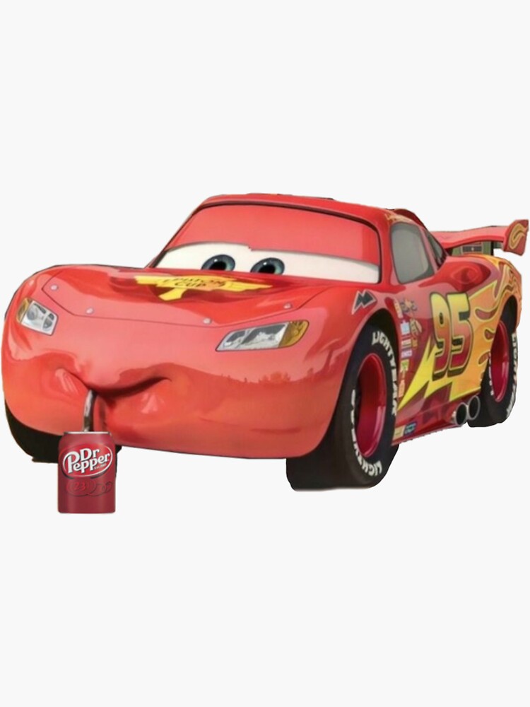 "lightning mcqueen drinking dr pepper" Sticker for Sale by iceclcoffee ...