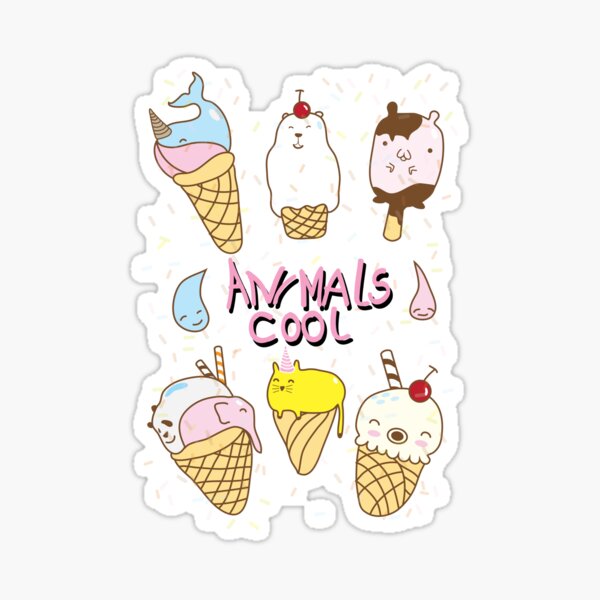 "animals cool, icescreem" Sticker for Sale by Noraseth | Redbubble