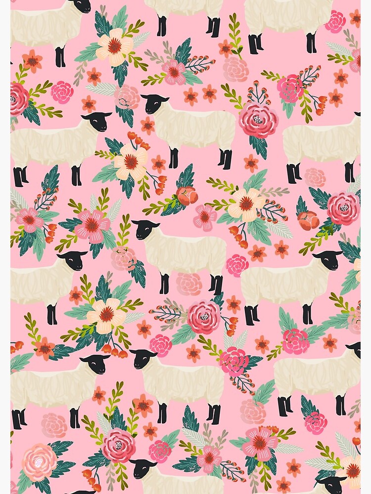 "Suffolk Sheep farm floral cute animals sheep lover nature florals ...