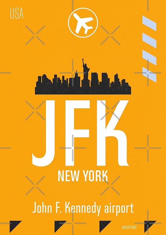 "JFK yellow tag" by airportstickers K. G. | Redbubble