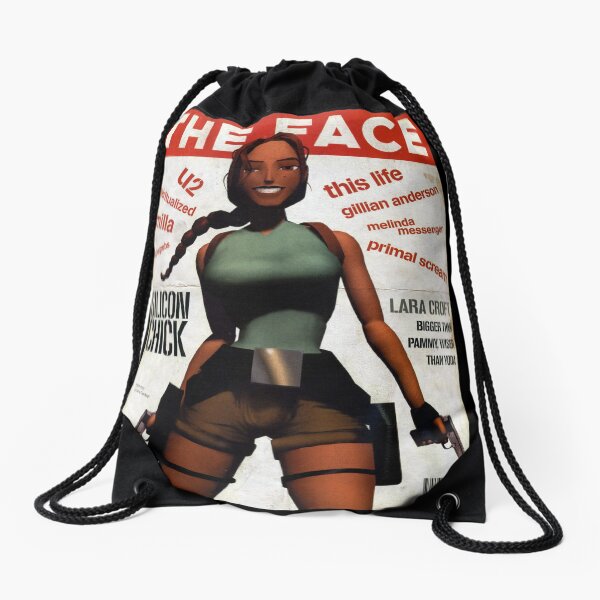 "Lara Croft Retro Magazine Print" Drawstring Bag for Sale by ZB1994 ...
