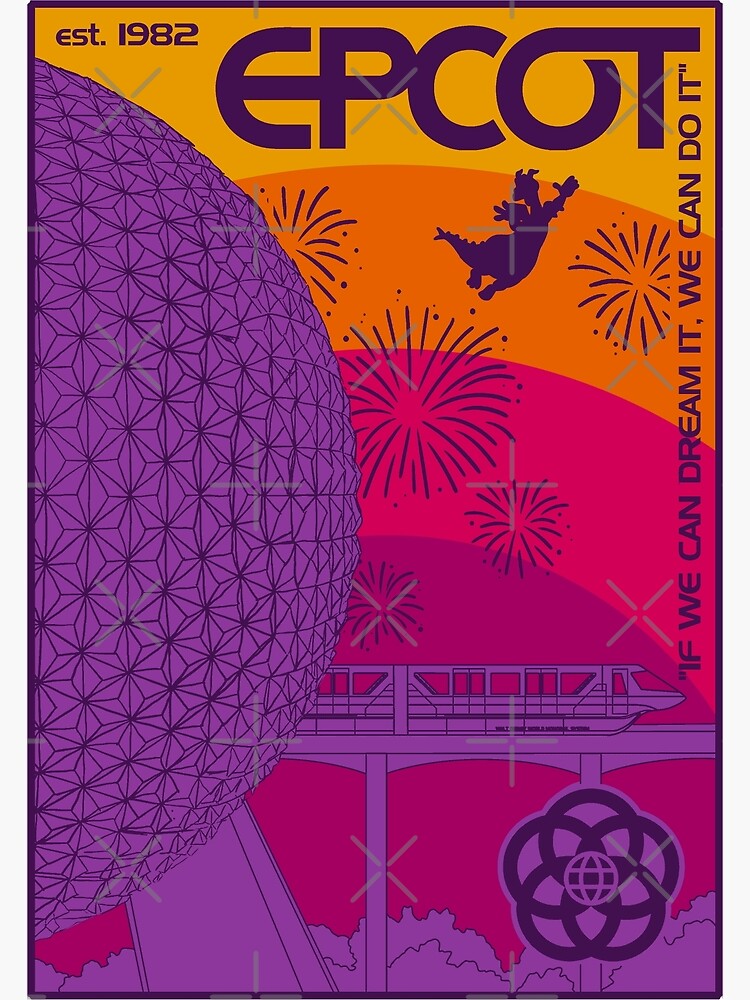 "Epcot - Retro Rainbow Figment Fireworks - poster" Poster for Sale by ...