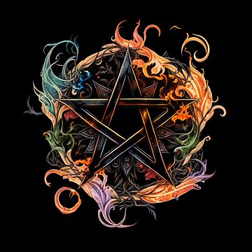 "Pentagram, Witch, Witchcraft, Pagan, Witchy, Fire and Ice, Elements ...