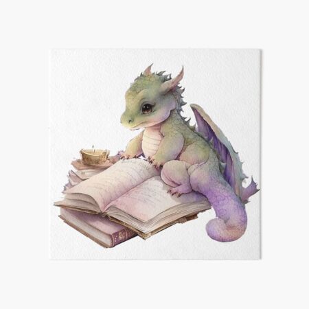 "Cute Baby Dragon Reading Book" Art Board Print for Sale by zzibel ...