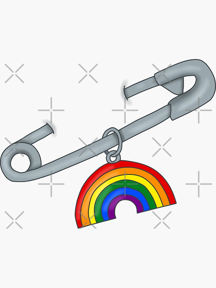 "Safety pin rainbow charm" Sticker for Sale by Becky-Marie | Redbubble
