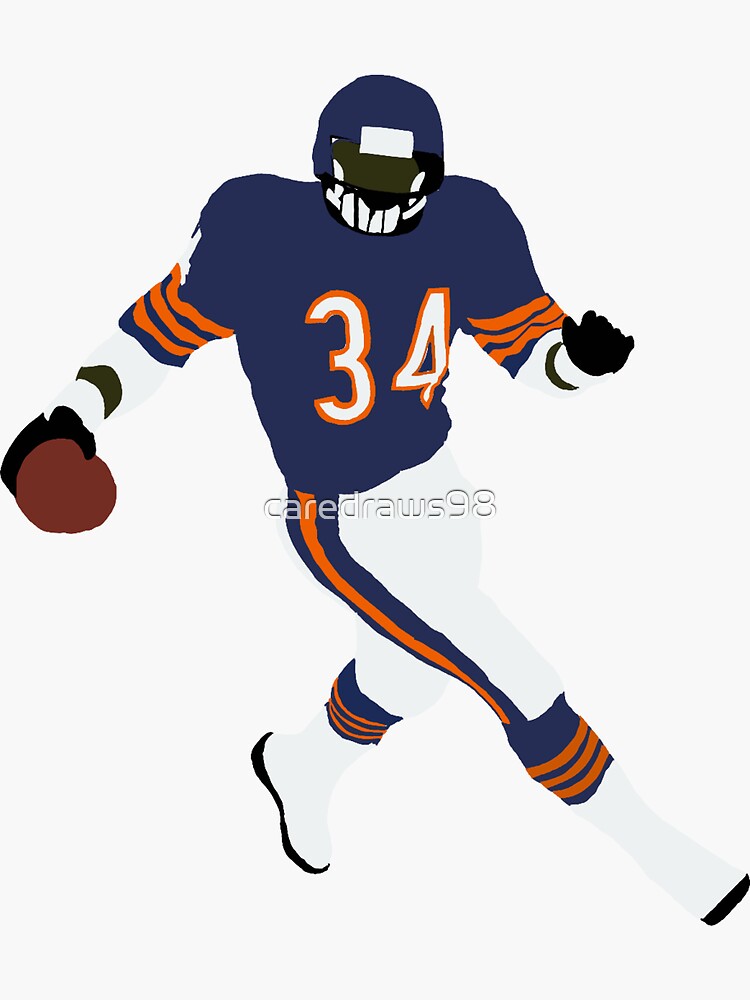 "Chicago Bears Number 34" Sticker for Sale by caredraws98 | Redbubble