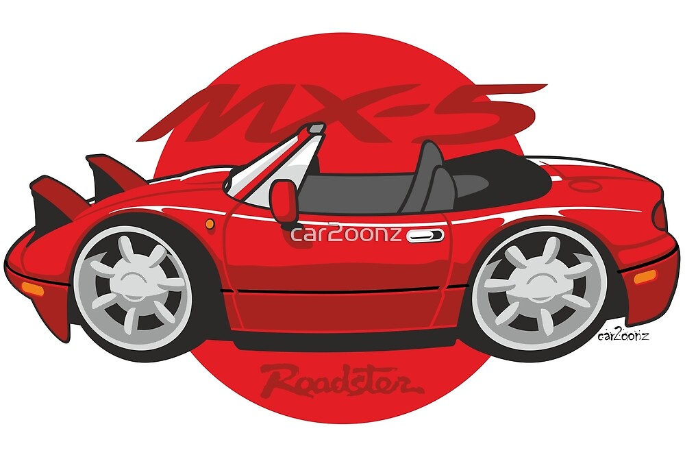 "Mazda MX-5 cartoon red" by car2oonz | Redbubble