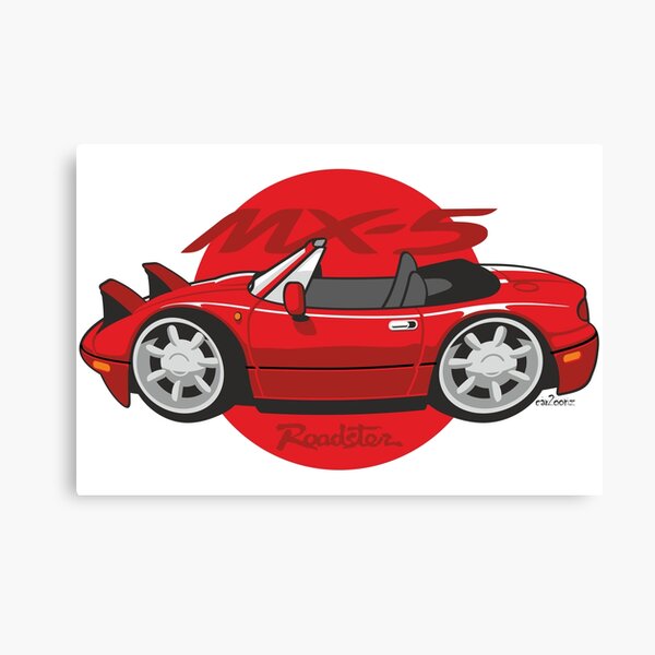 "Mazda MX-5 cartoon red" Canvas Print by car2oonz | Redbubble