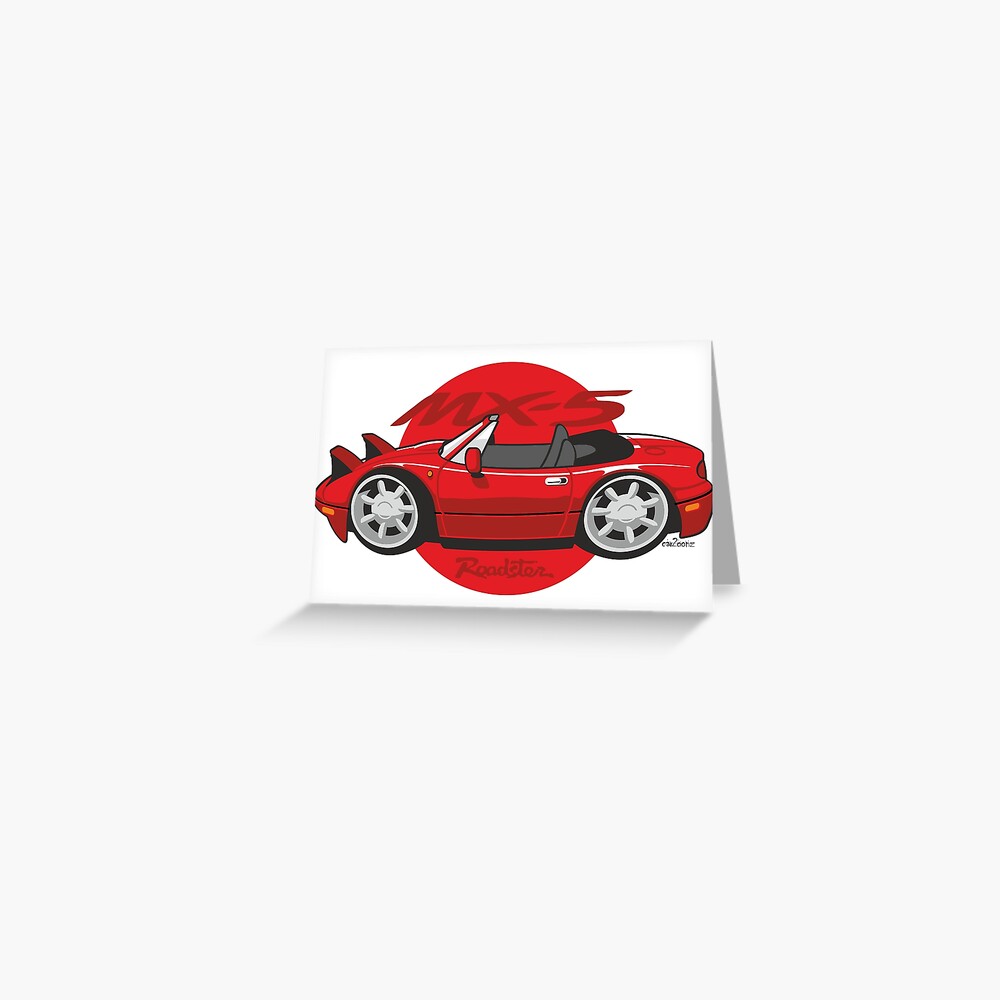 "Mazda MX-5 cartoon red" Greeting Card by car2oonz | Redbubble