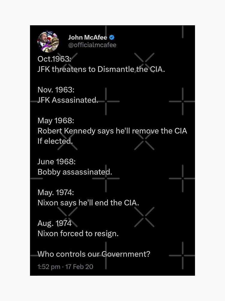 "John McAfee - who controls our government?" Sticker for Sale by DF118 ...
