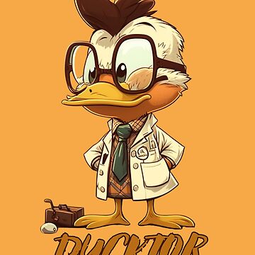 "Ducktor - Cute Doctor Duck Cartoon Design" Sticker for Sale by ...