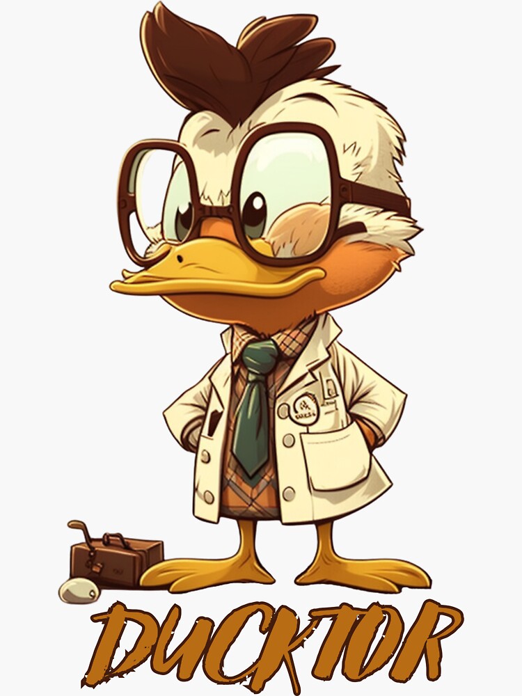 "Ducktor - Cute Doctor Duck Cartoon Design" Sticker for Sale by ...