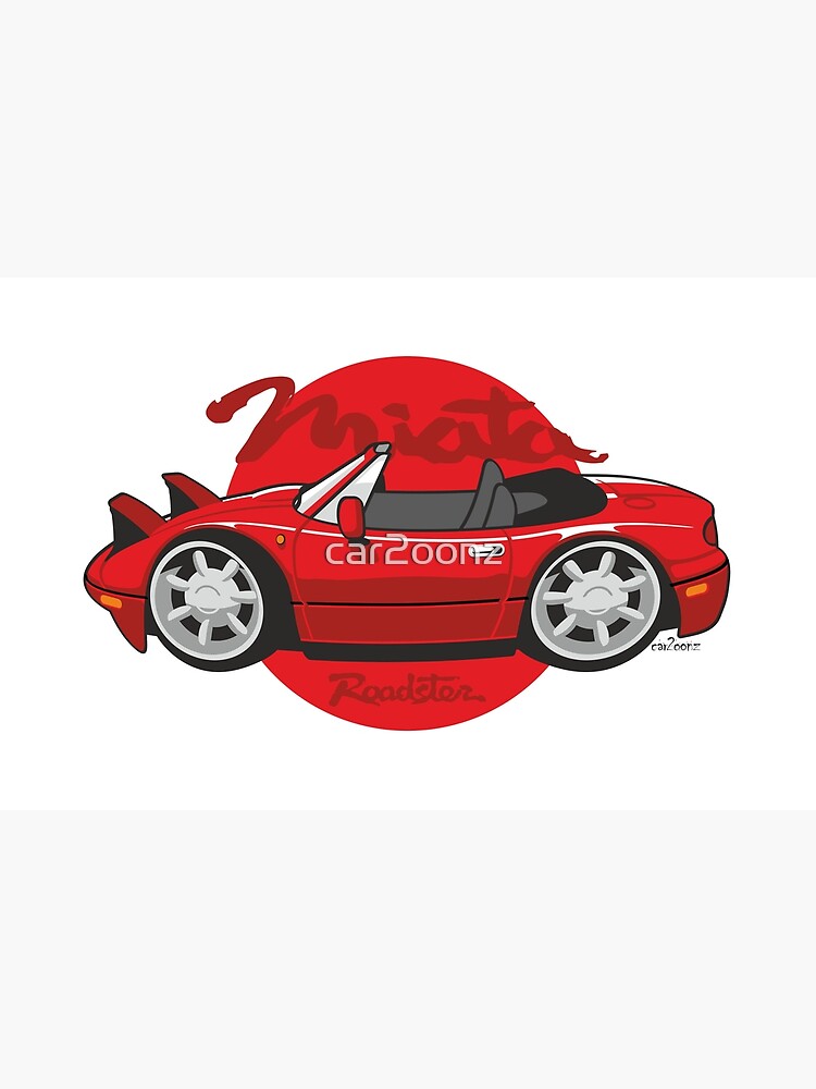 "Mazda Miata cartoon red" Zipper Pouch for Sale by car2oonz | Redbubble