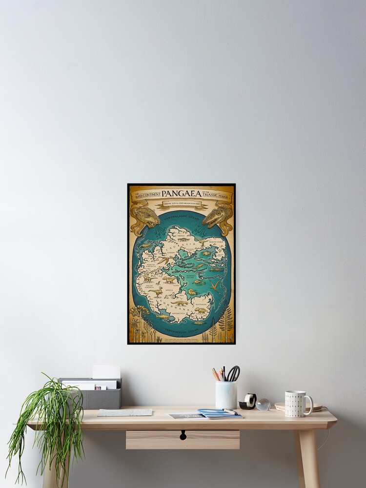"Map of the Supercontinent Pangaea" Poster for Sale by walterbria ...