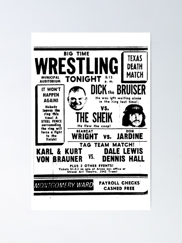 "Dick the Bruiser vs. The Sheik Advertisement for Detroit Big Time ...
