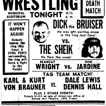 "Dick the Bruiser vs. The Sheik Advertisement for Detroit Big Time ...
